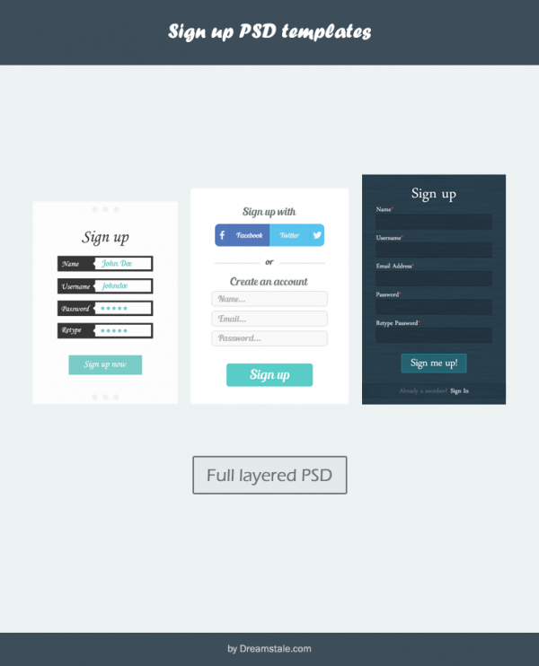 Sign Up Form Free PSD Templates - Dreamstale