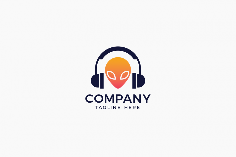 Alien Headphones Music Logo Template - Dreamstale