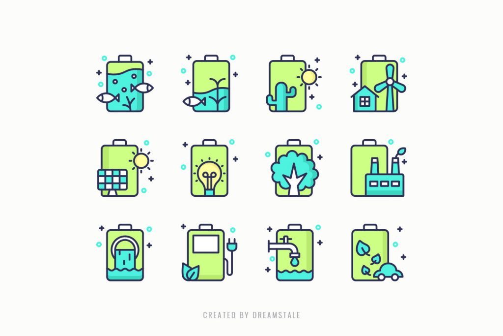 Battery & Energy Detailed Vector Icons - Dreamstale