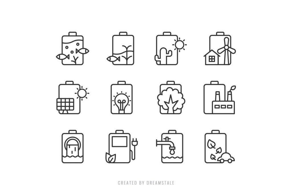 Battery & Energy Detailed Vector Icons - Dreamstale