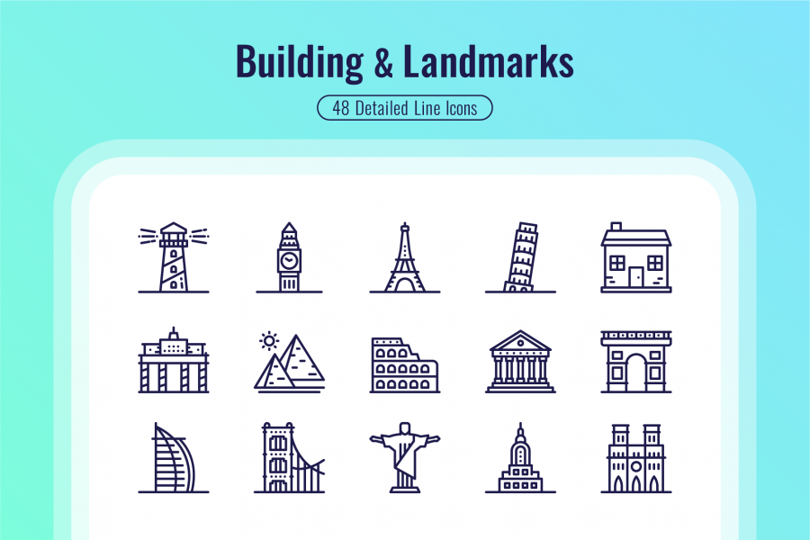 Building & Landmarks Detailed Icons - Dreamstale