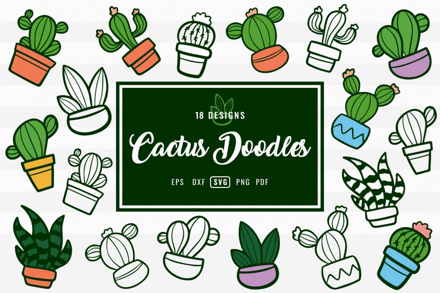 Cactus Plant Doodles SVG Clipart Bundle - Dreamstale