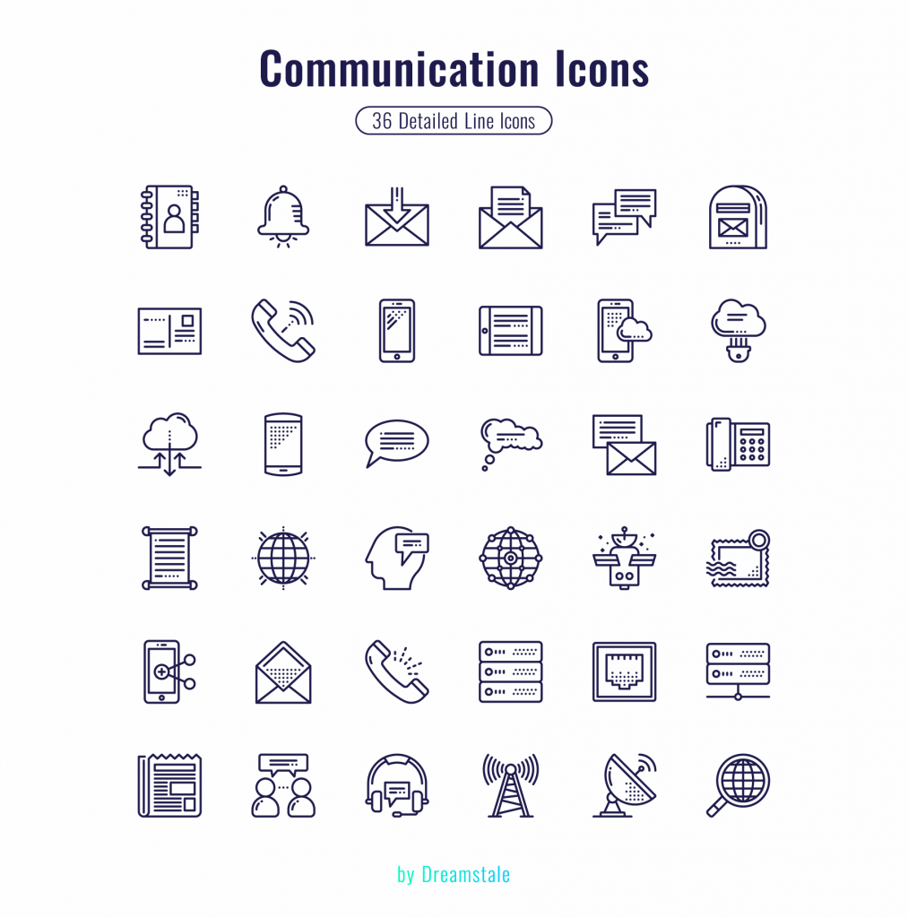 Communication Detailed Icons - Dreamstale