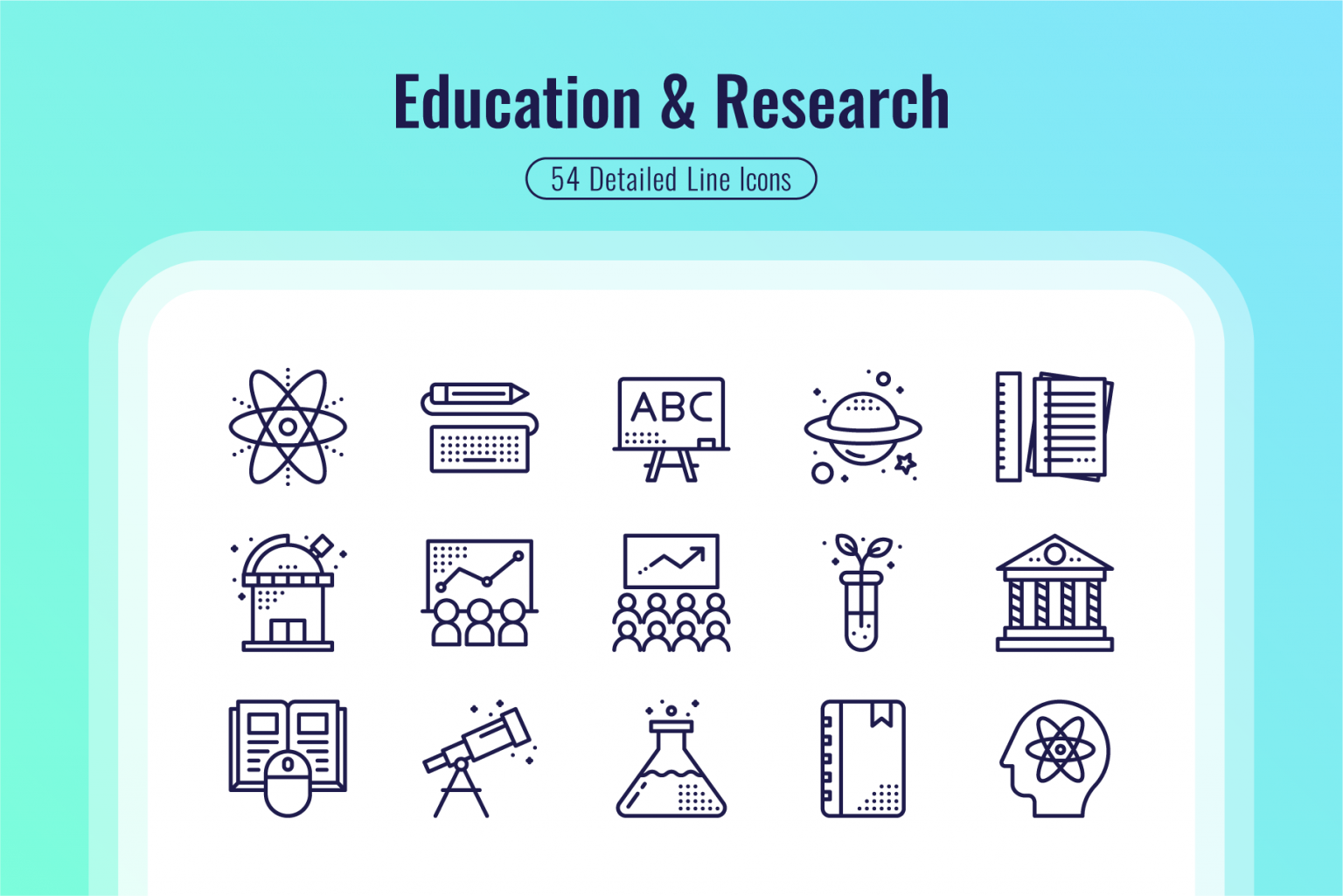 Education & Research Detailed Icons - Dreamstale