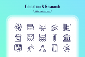 Education & Research Detailed Icons - Dreamstale