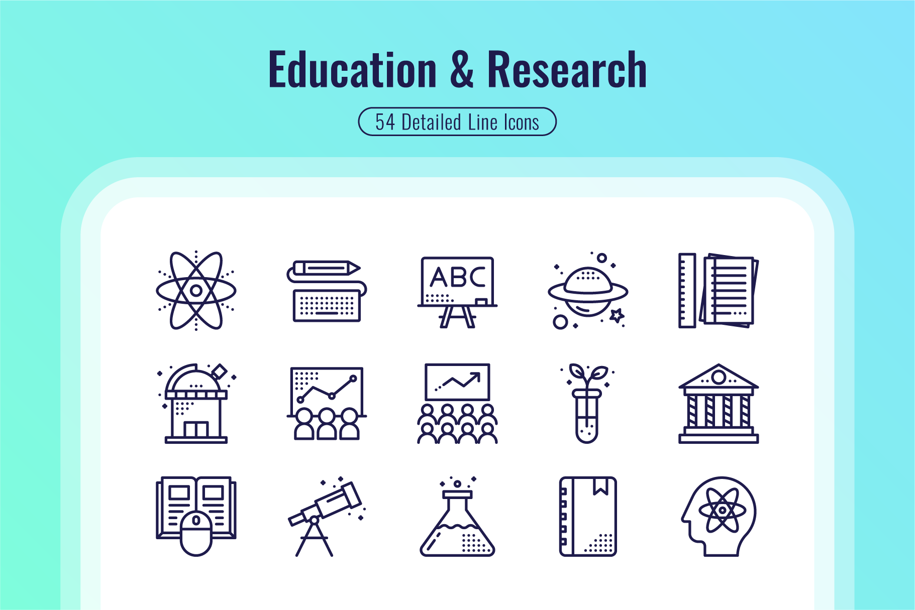 Education & Research Detailed Icons - Dreamstale