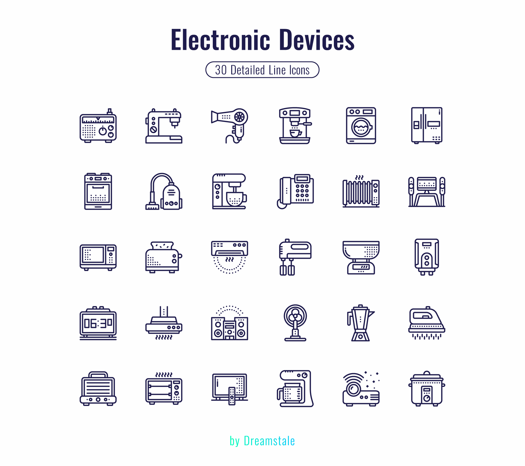 Electronic Devices Detailed Icons - Dreamstale