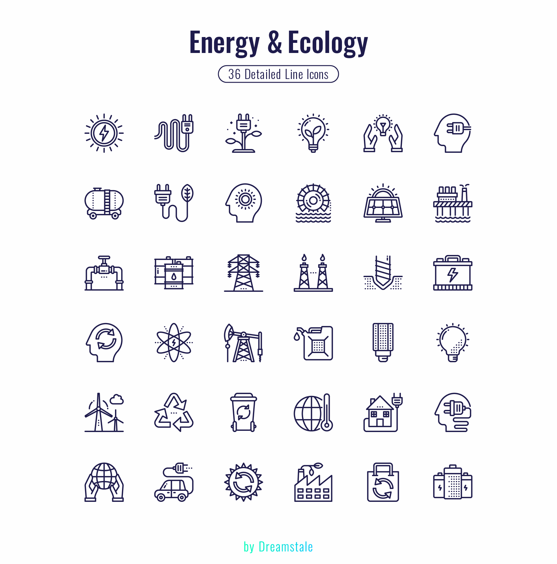 Energy & Ecology Detailed Icons - Dreamstale