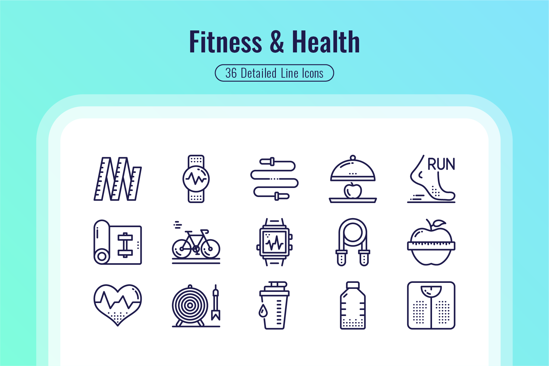 Fitness & Health Detailed Icons - Dreamstale