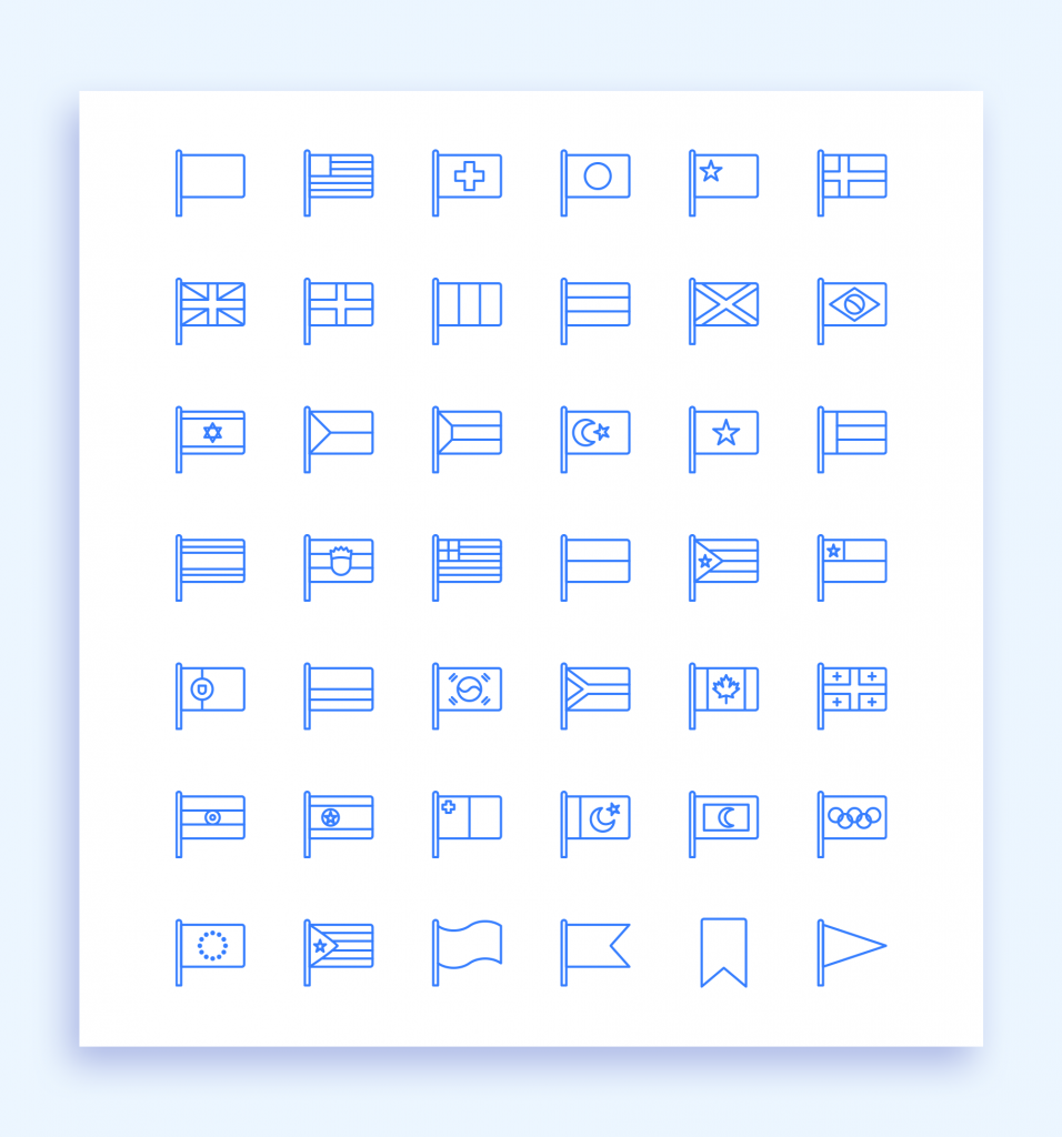World Flags Vector Line Icons - Dreamstale