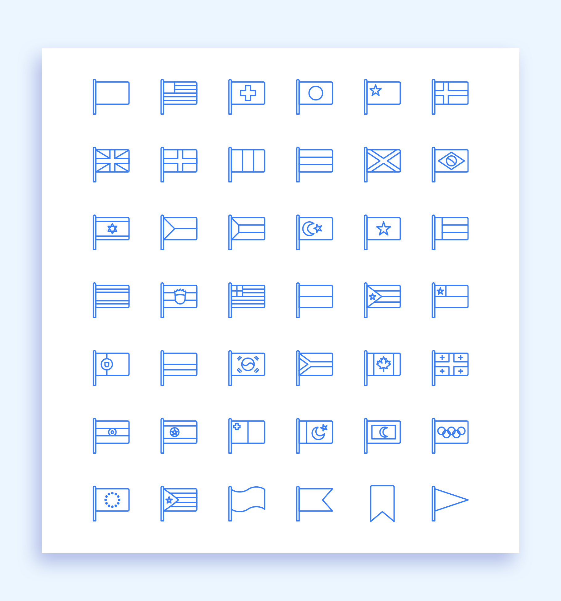 World Flags Vector Line Icons - Dreamstale