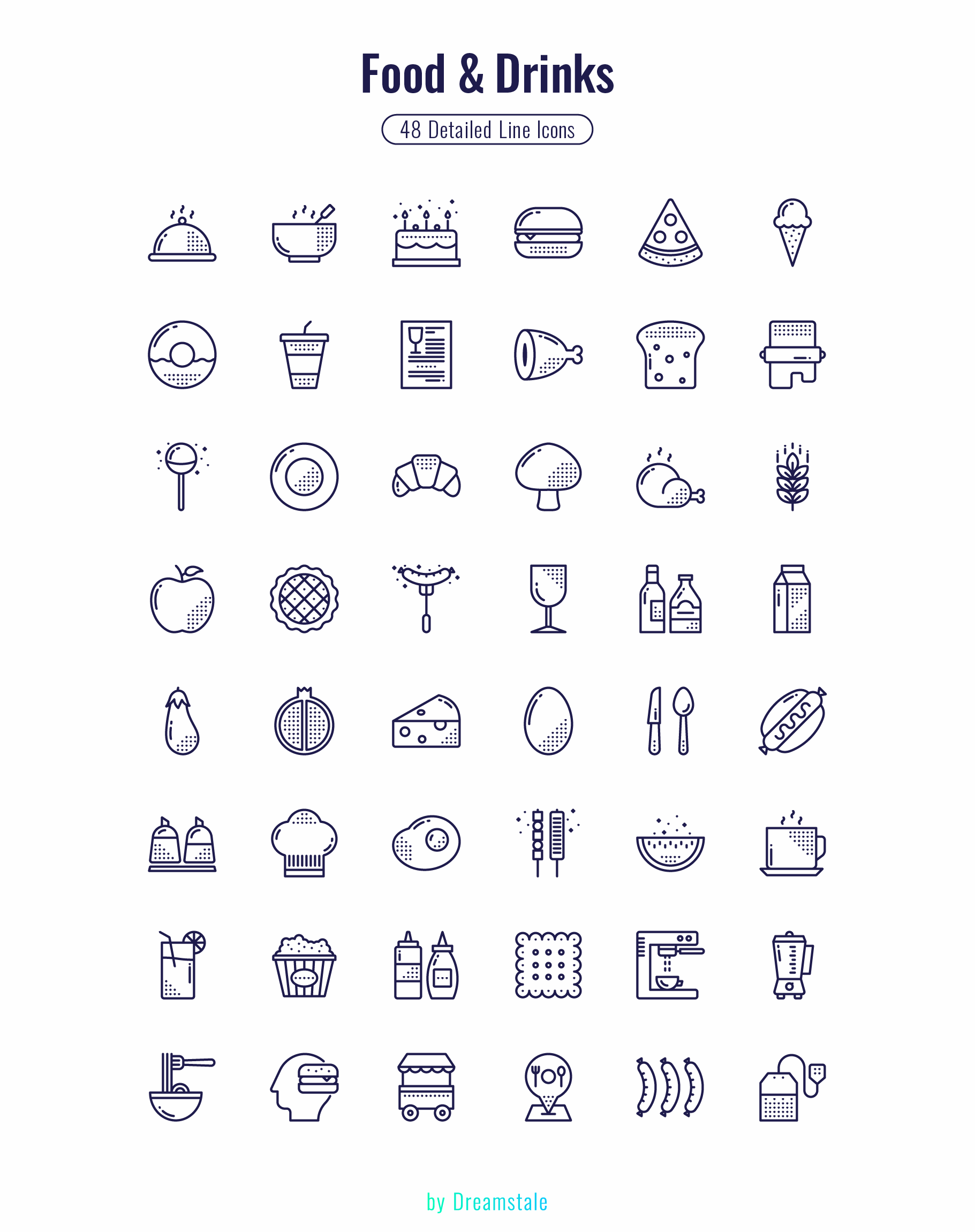 Food & Drinks Detailed Icons - Dreamstale