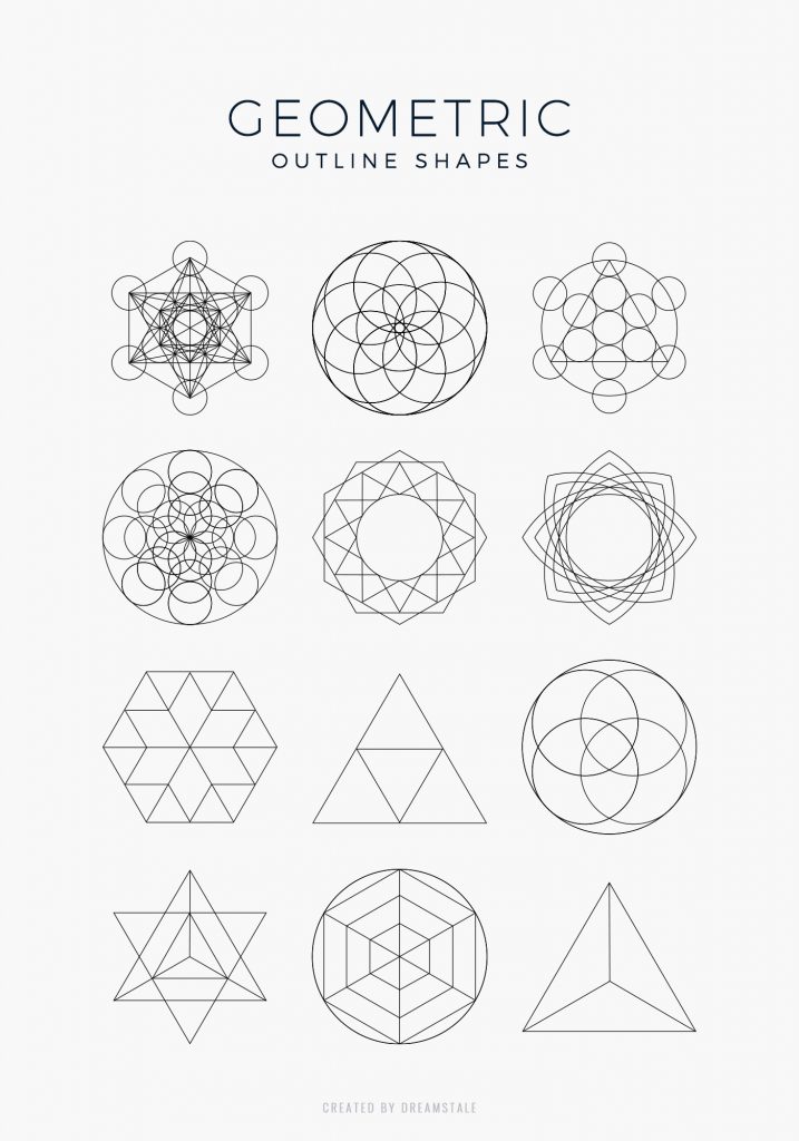 Geometric Outline Shapes Clipart Set - Dreamstale