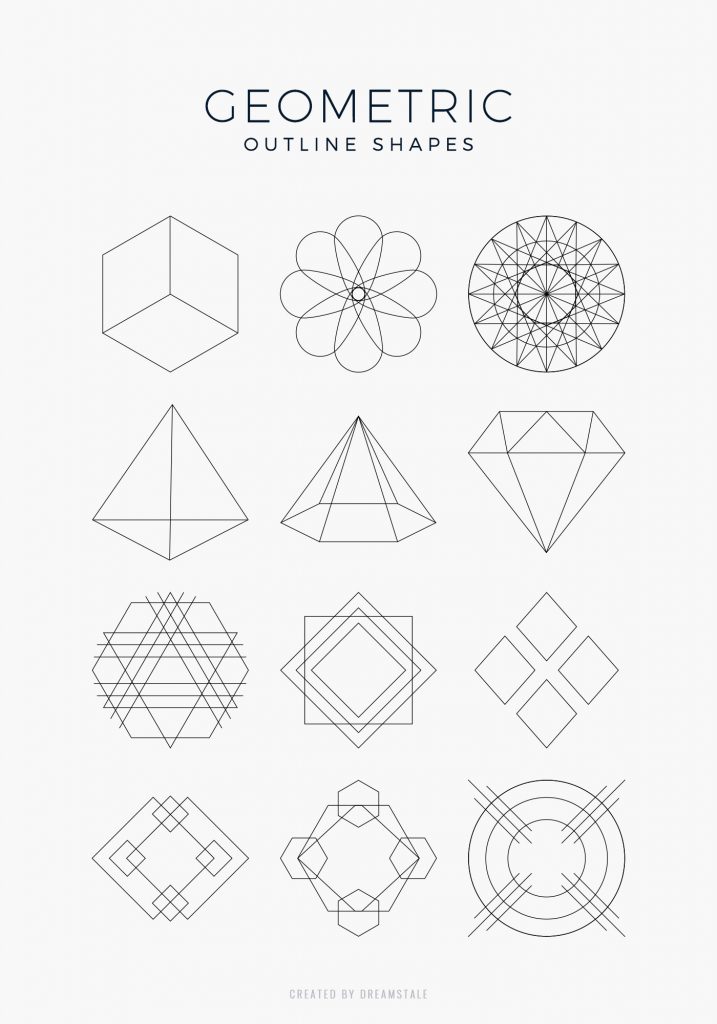 Geometric Outline Shapes Clipart Set - Dreamstale