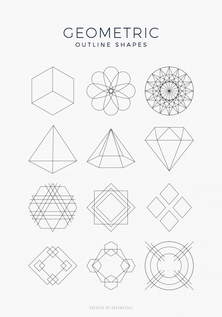 Geometric Outline Shapes Clipart Set - Dreamstale