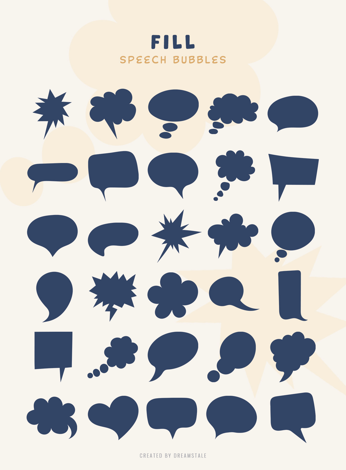 Hand Drawn Speech Bubbles Clipart Set - Dreamstale