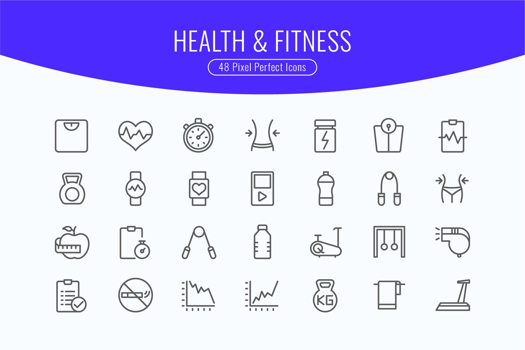 Health & Fitness Line Icons - Dreamstale