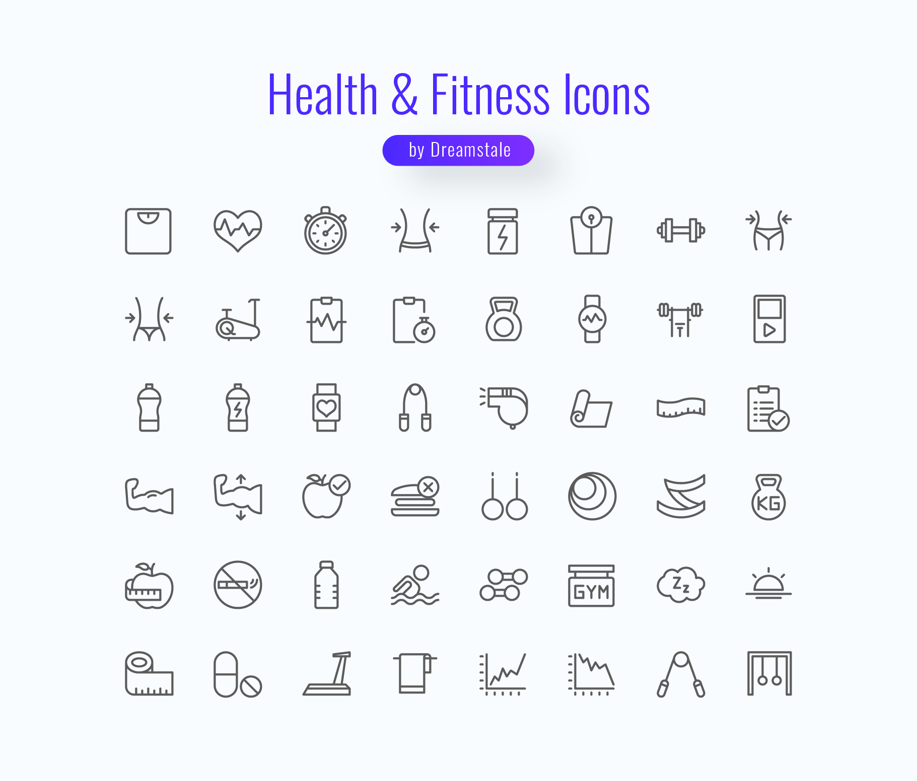 Health & Fitness Line Icons - Dreamstale