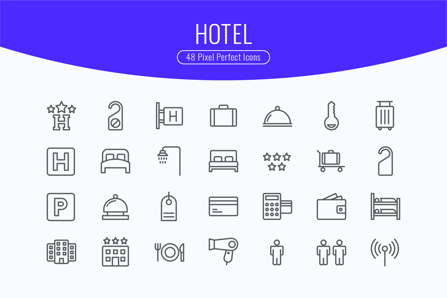 Hotel & Travel Line Icons - Dreamstale