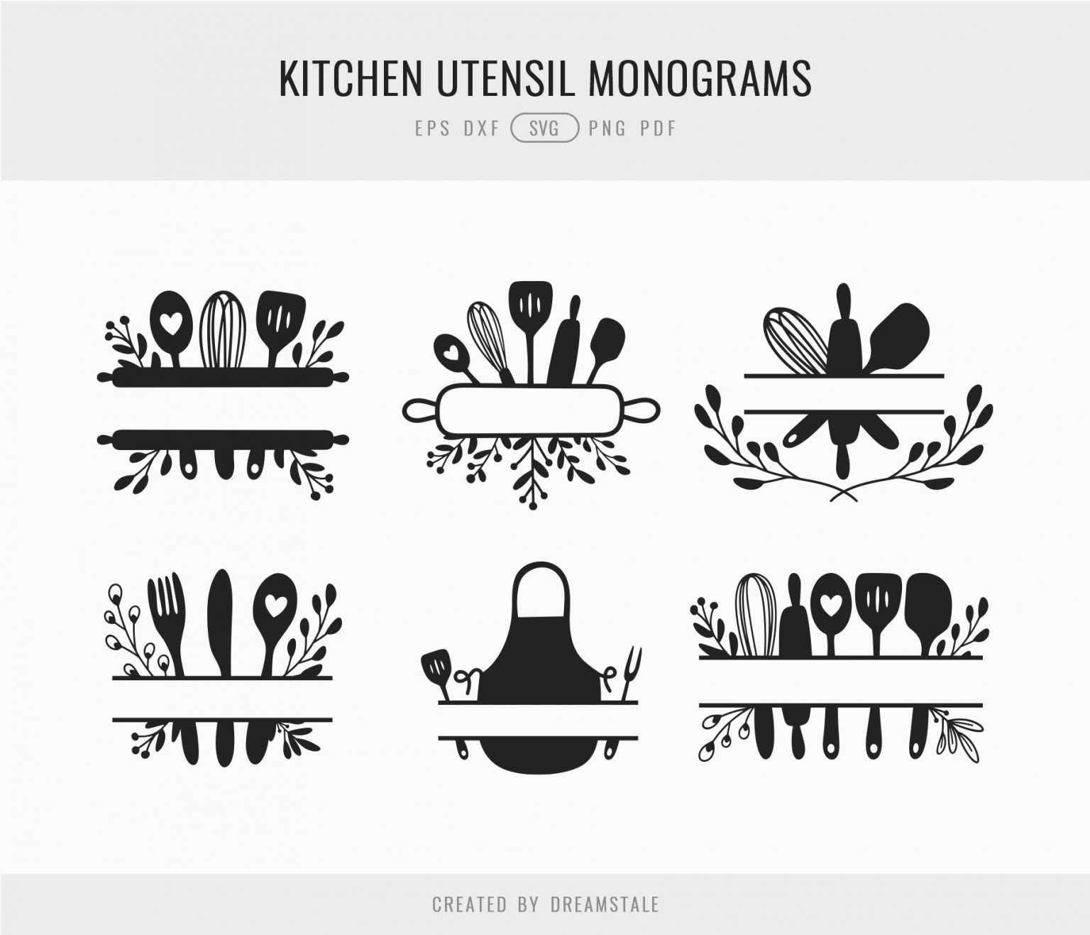 Kitchen Utensil Monograms - Dreamstale