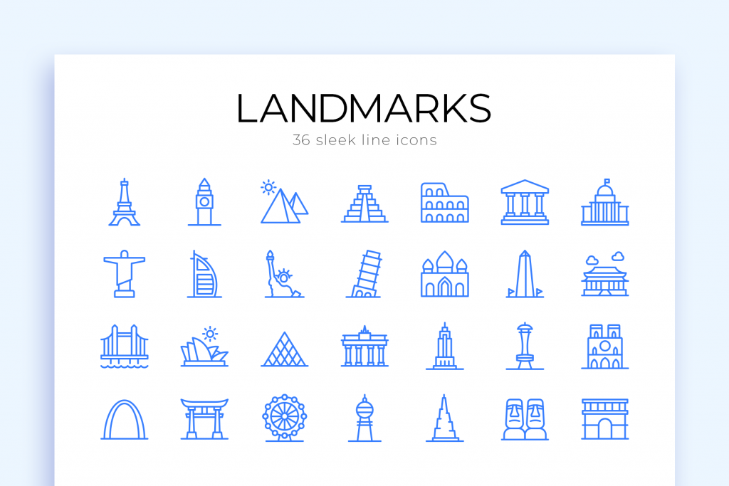 Landmarks Vector Line Icons - Dreamstale