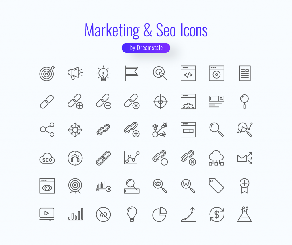 Marketing & SEO Line Icons - Dreamstale