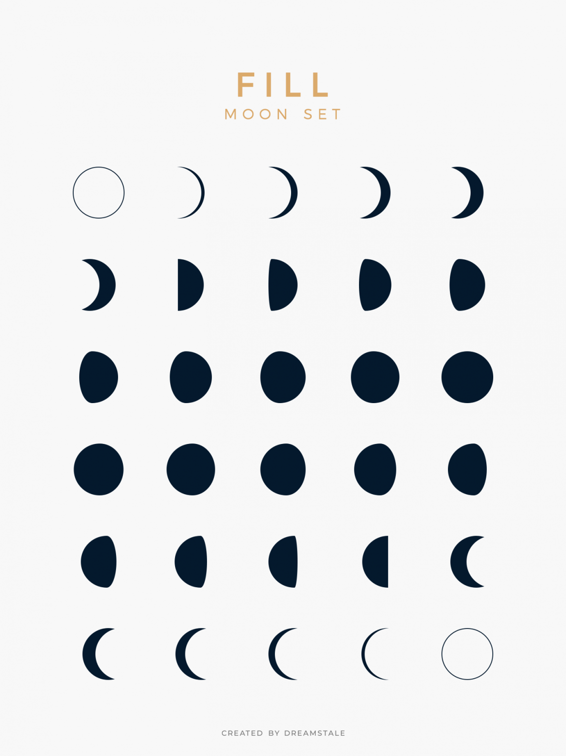 Moon Phases Vector Clipart Set - Dreamstale