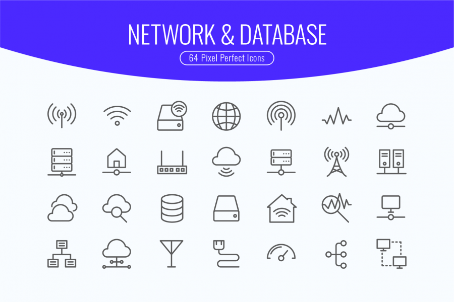 Network & Database Line Icons - Dreamstale