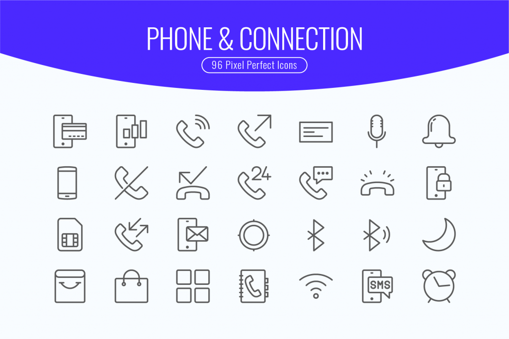 Phone & Connection Line Icons - Dreamstale