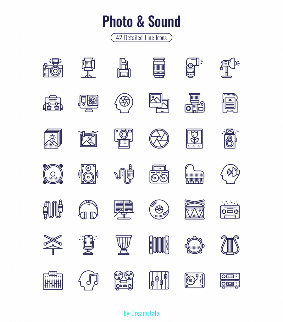 Photo & Sound Detailed Icons - Dreamstale