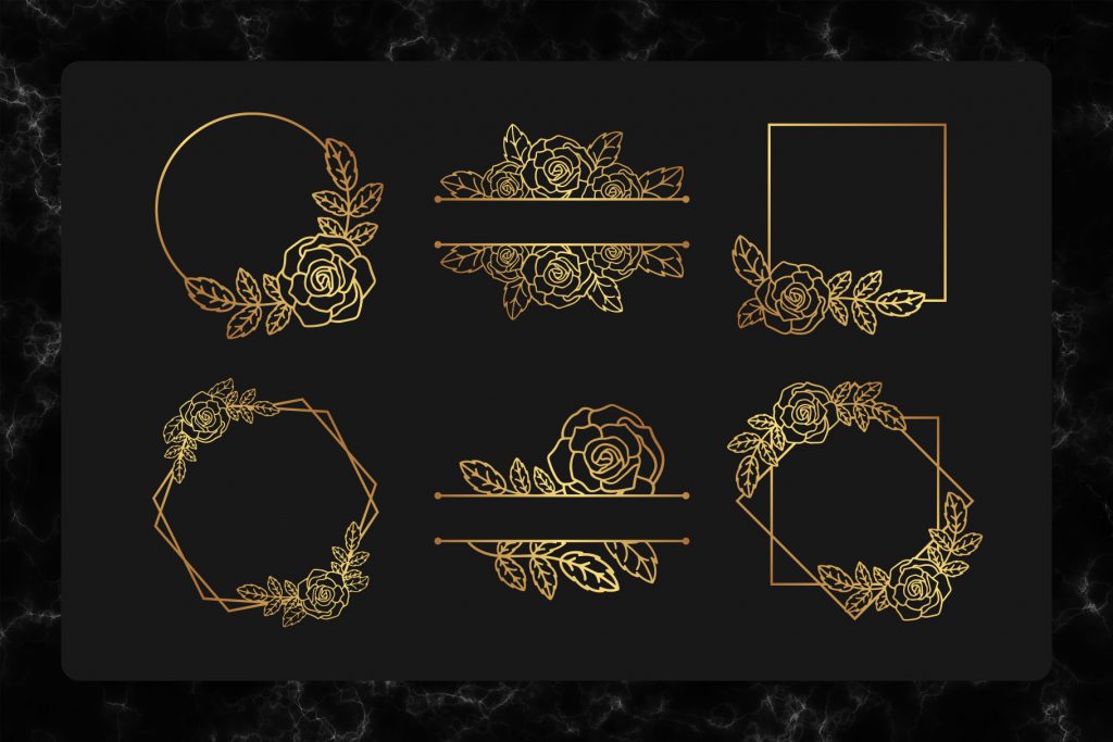 Rose Flower Gold Frames - Dreamstale
