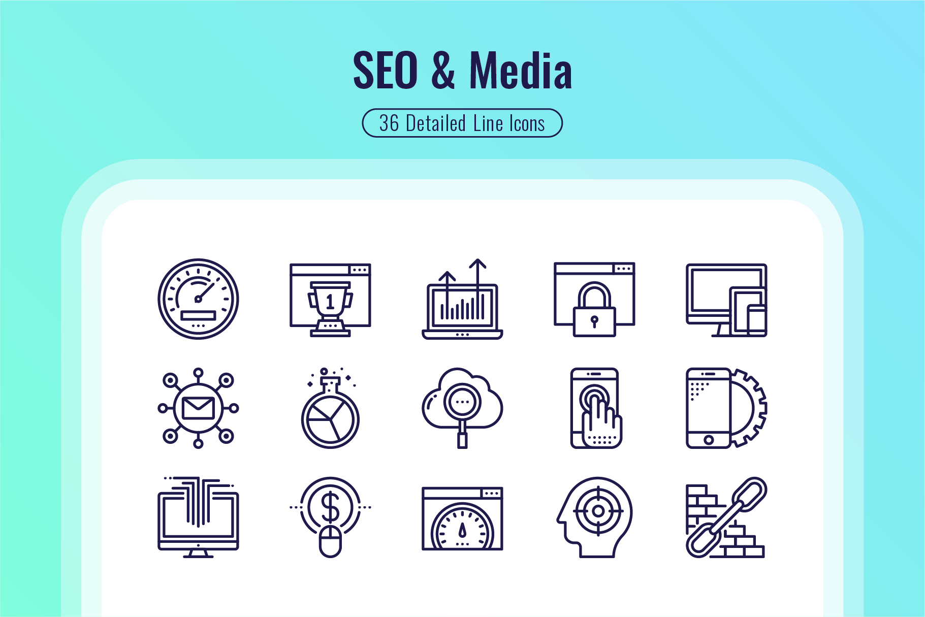 SEO & Media Detailed Icons - Dreamstale