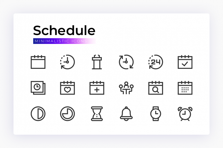 Schedule Minimalistic Icons - Dreamstale