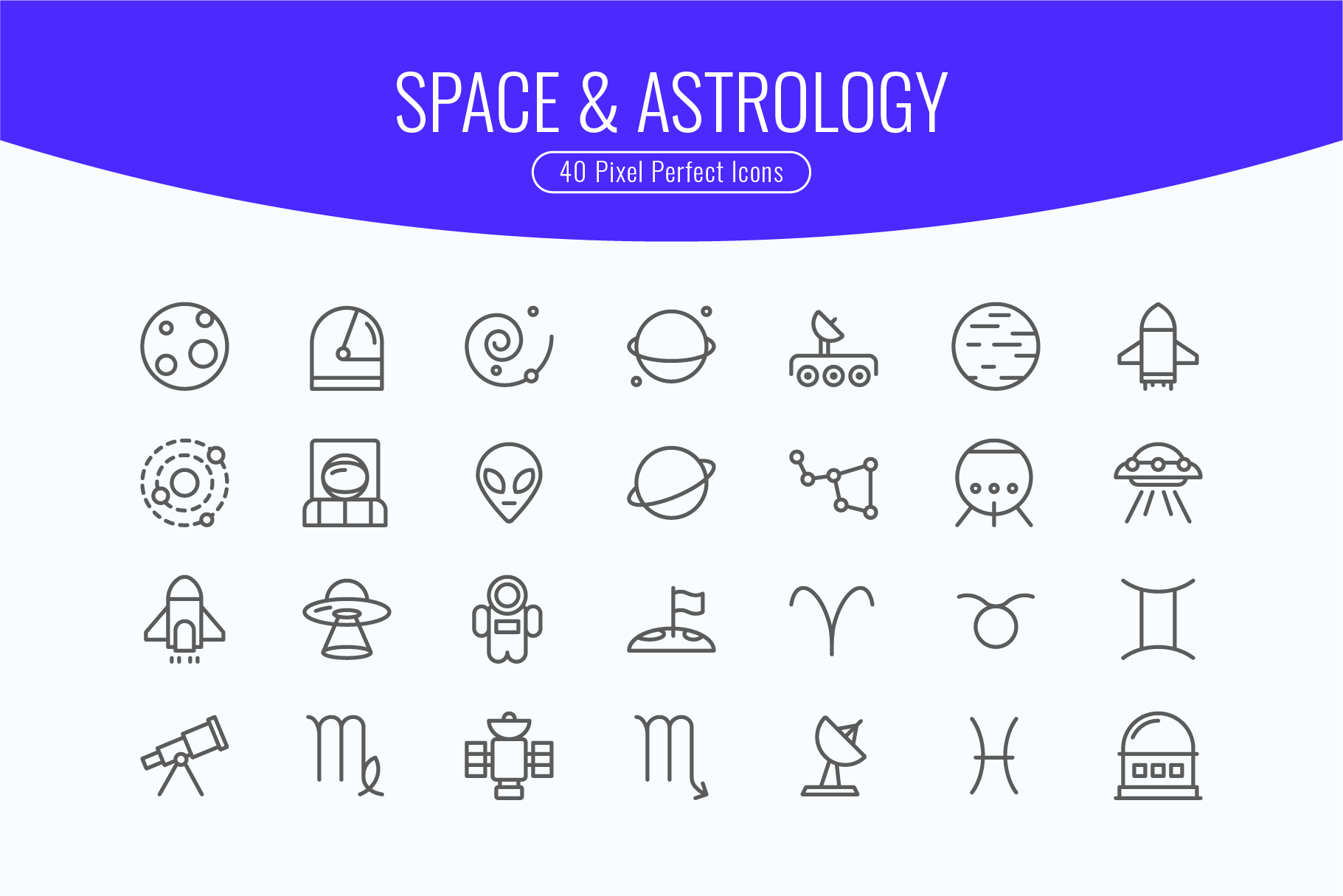 Space & Astrology Line Icons - Dreamstale