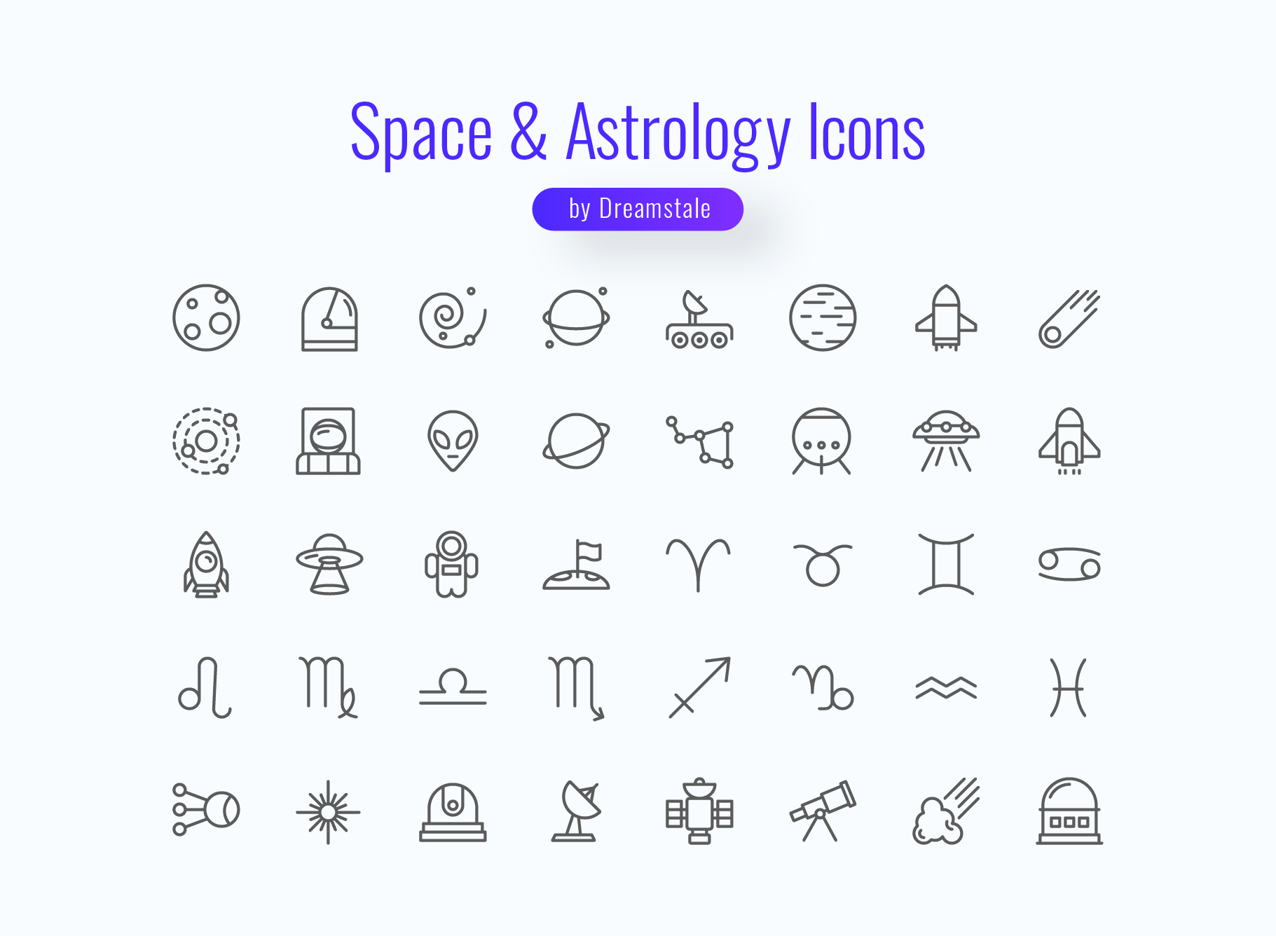 Space & Astrology Line Icons - Dreamstale