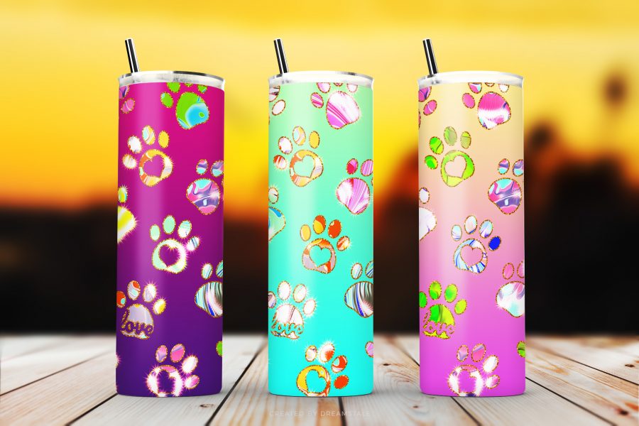 Shiny Paws Tumbler Sublimation Designs - Dreamstale