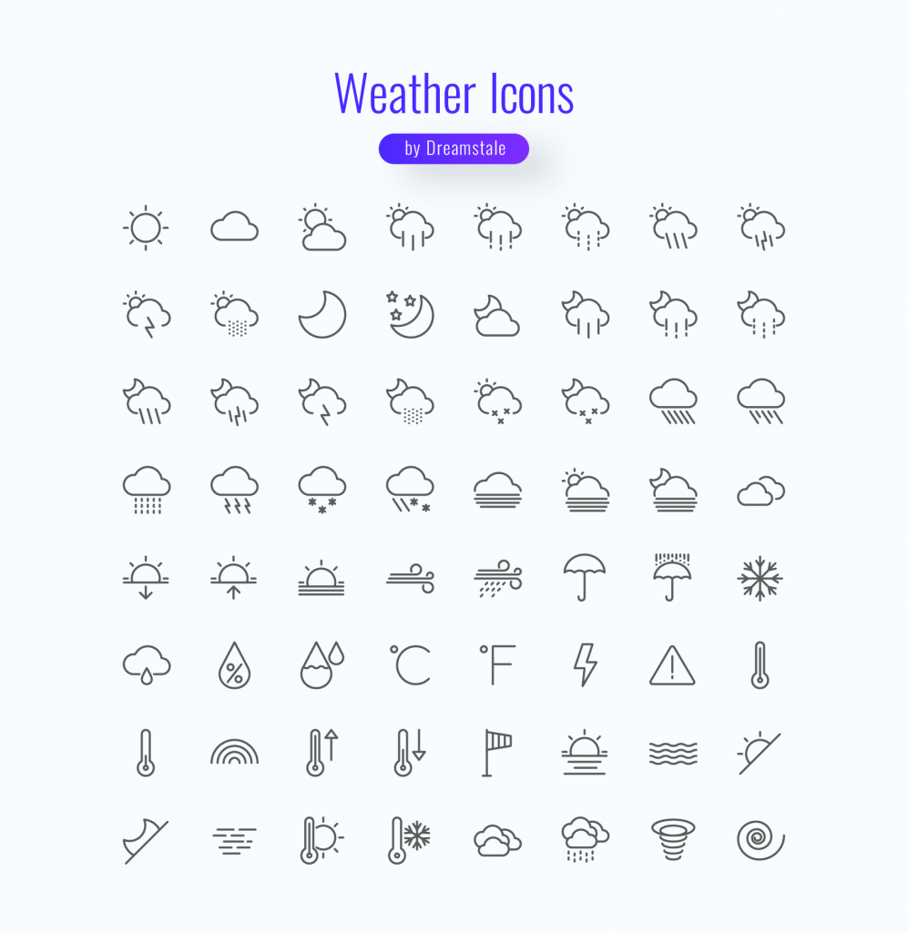 Weather & Forecast Line Icons - Dreamstale