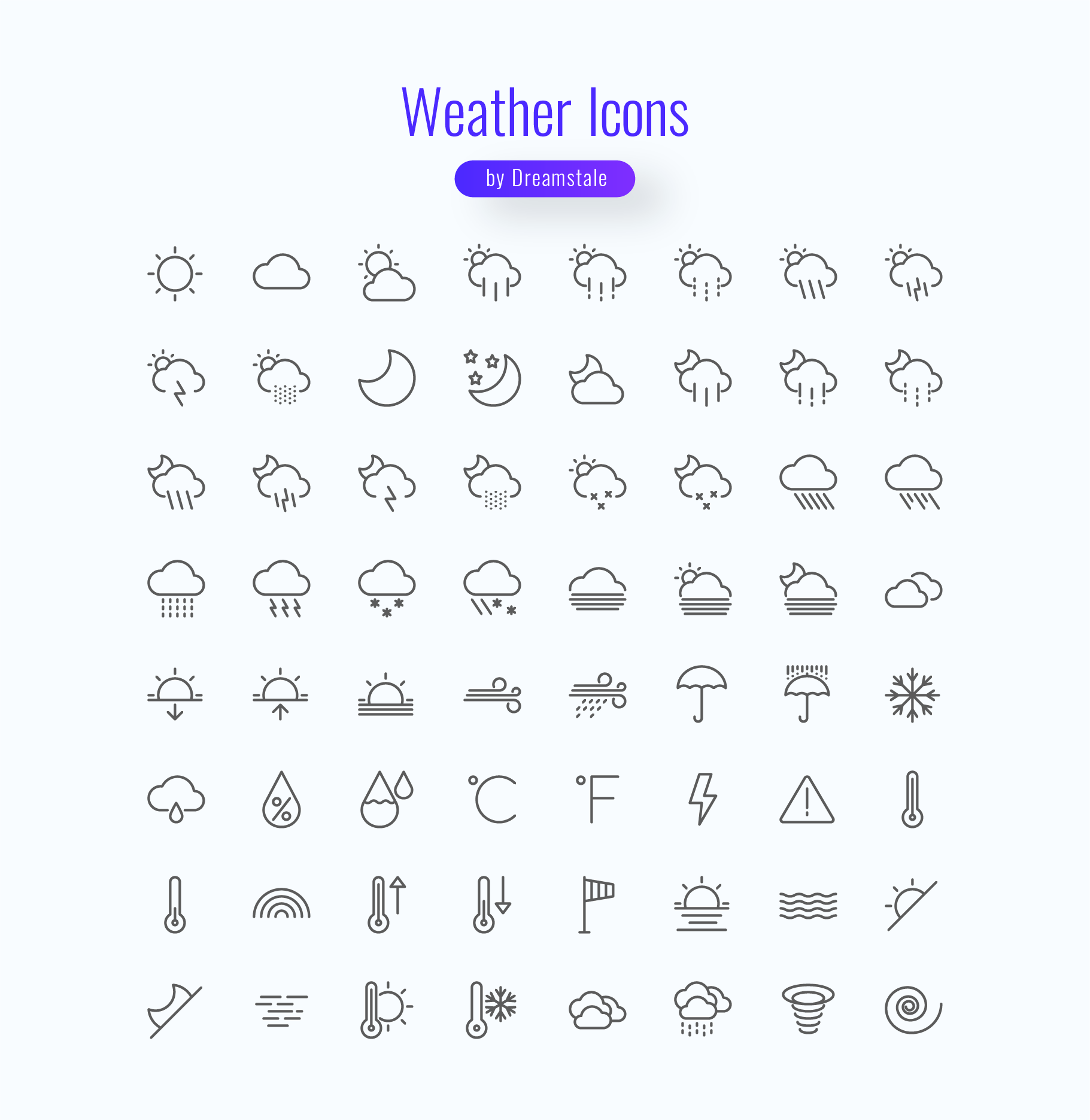 Weather & Forecast Line Icons - Dreamstale