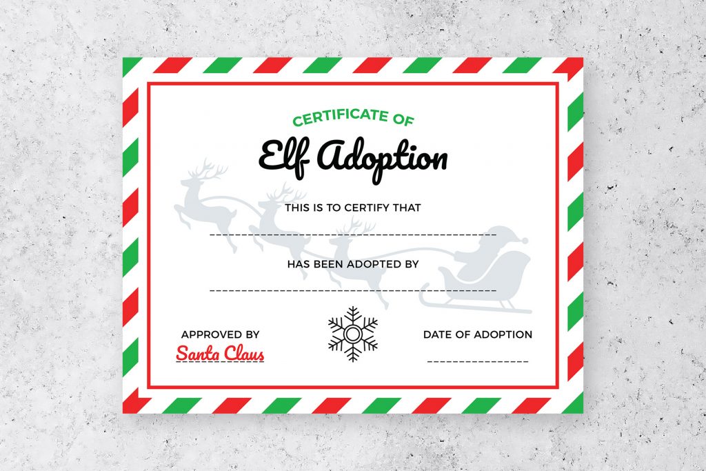 Elf Adoption Certificate Letter Size Printable - Dreamstale