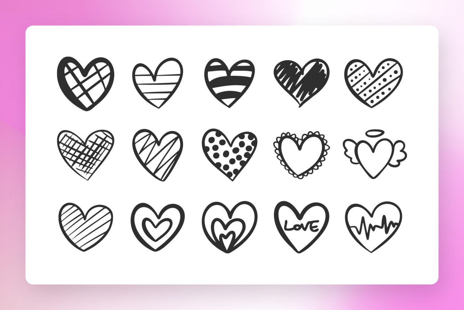 Hand Drawn Heart Doodles SVG Clipart - Dreamstale