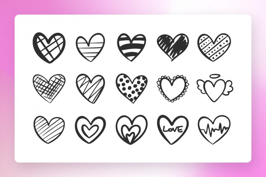Hand Drawn Heart Doodles SVG Clipart - Dreamstale