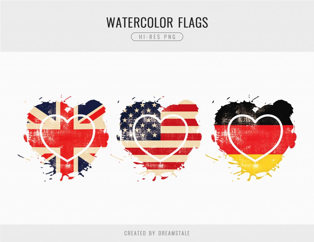 Heart Splashes PNG Flags Clipart - Dreamstale