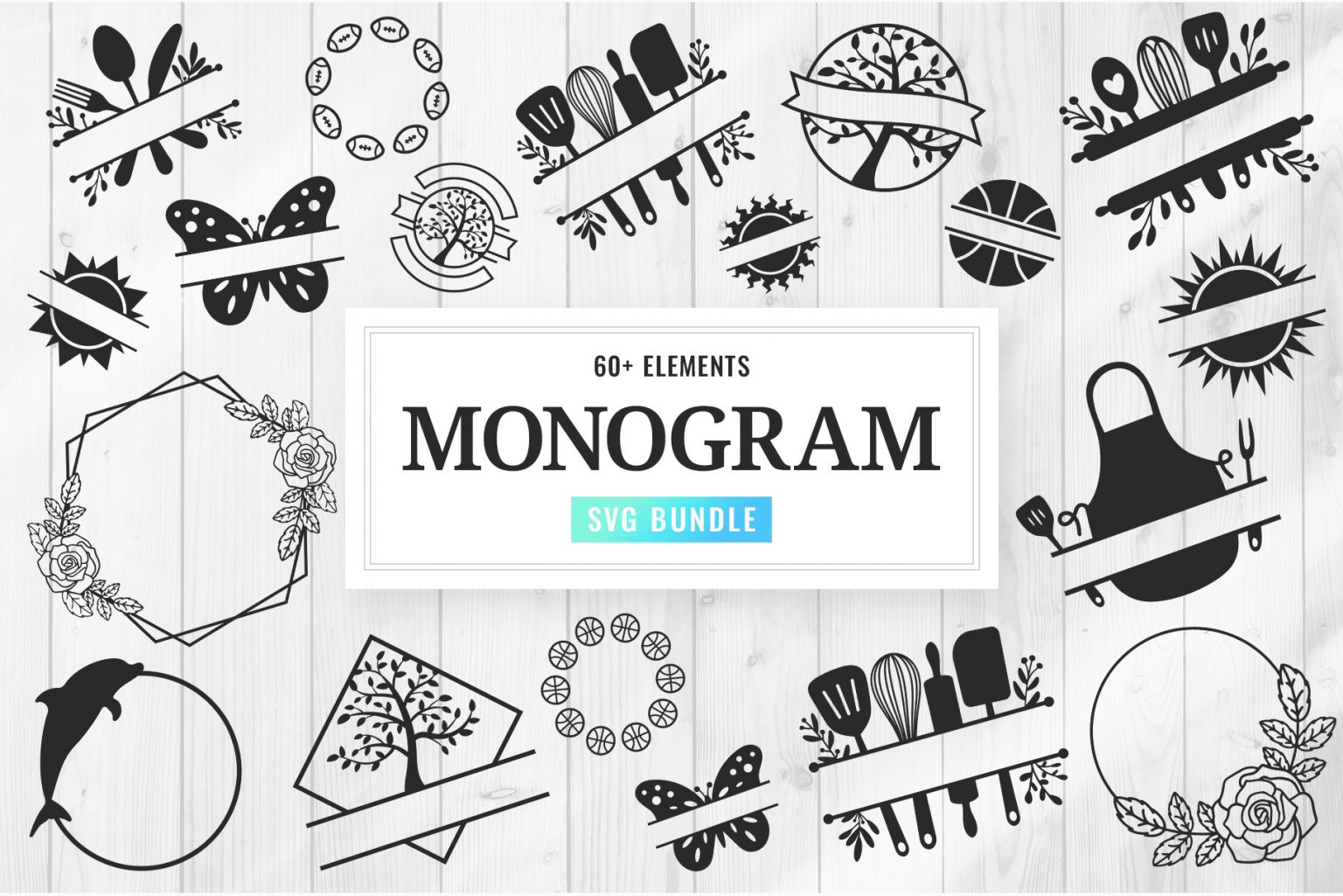Split Vector Monogram Clipart SVG Bundle Vol. 1 - Dreamstale