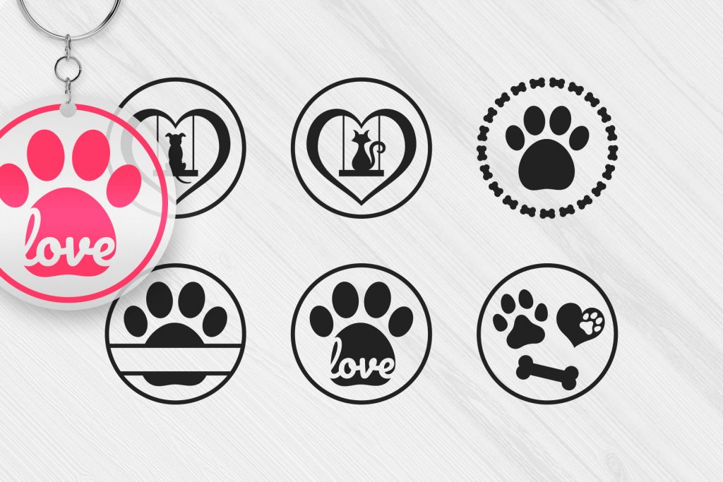 Pet Love Keychain Clipart Silhouettes - Dreamstale