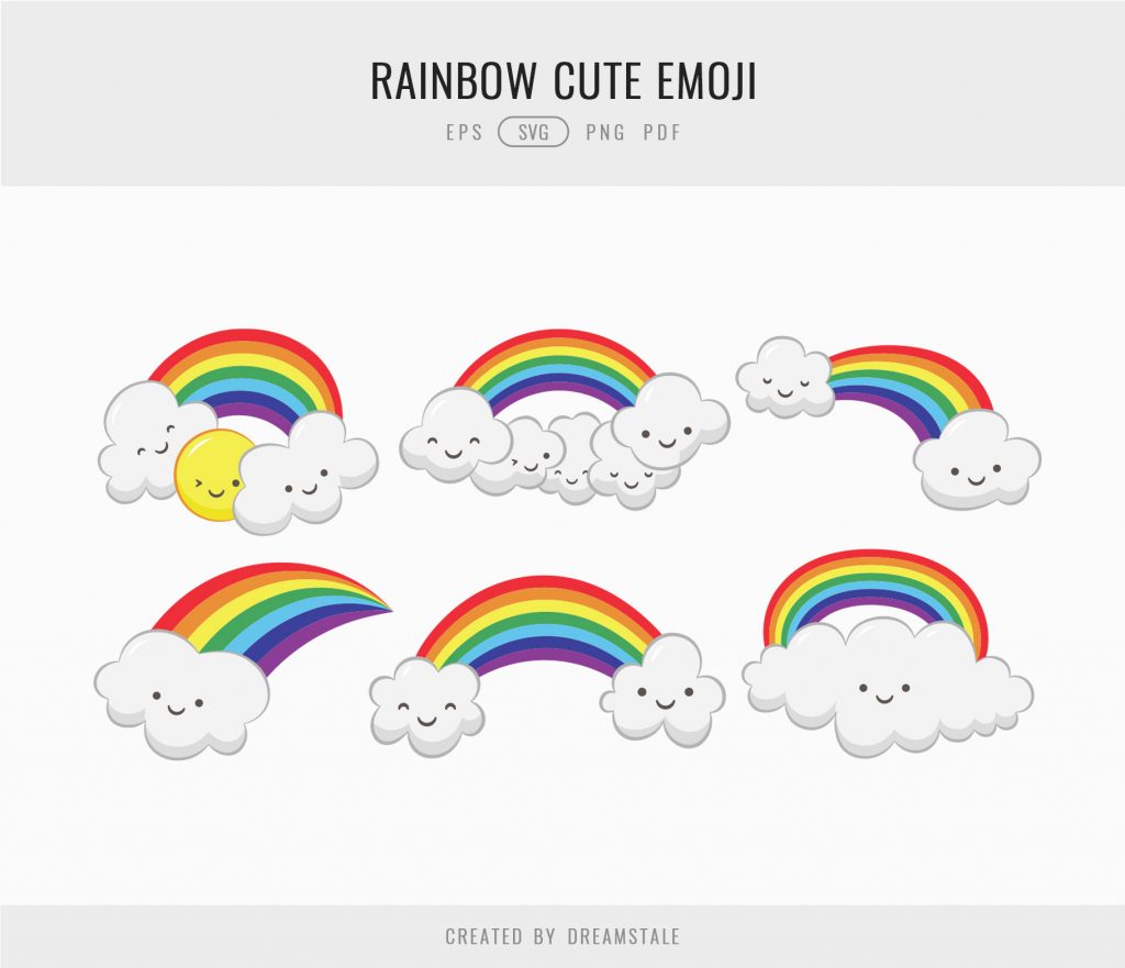 Rainbow & Clouds Emoji Clipart - Dreamstale