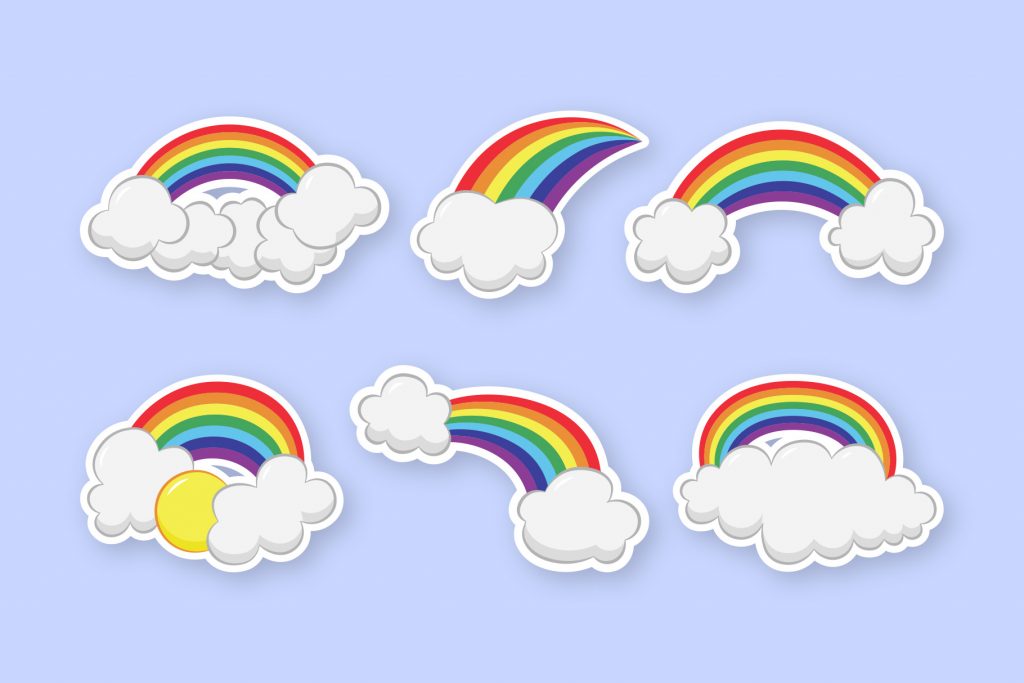 Rainbow & Cloud Stickers Clipart - Dreamstale