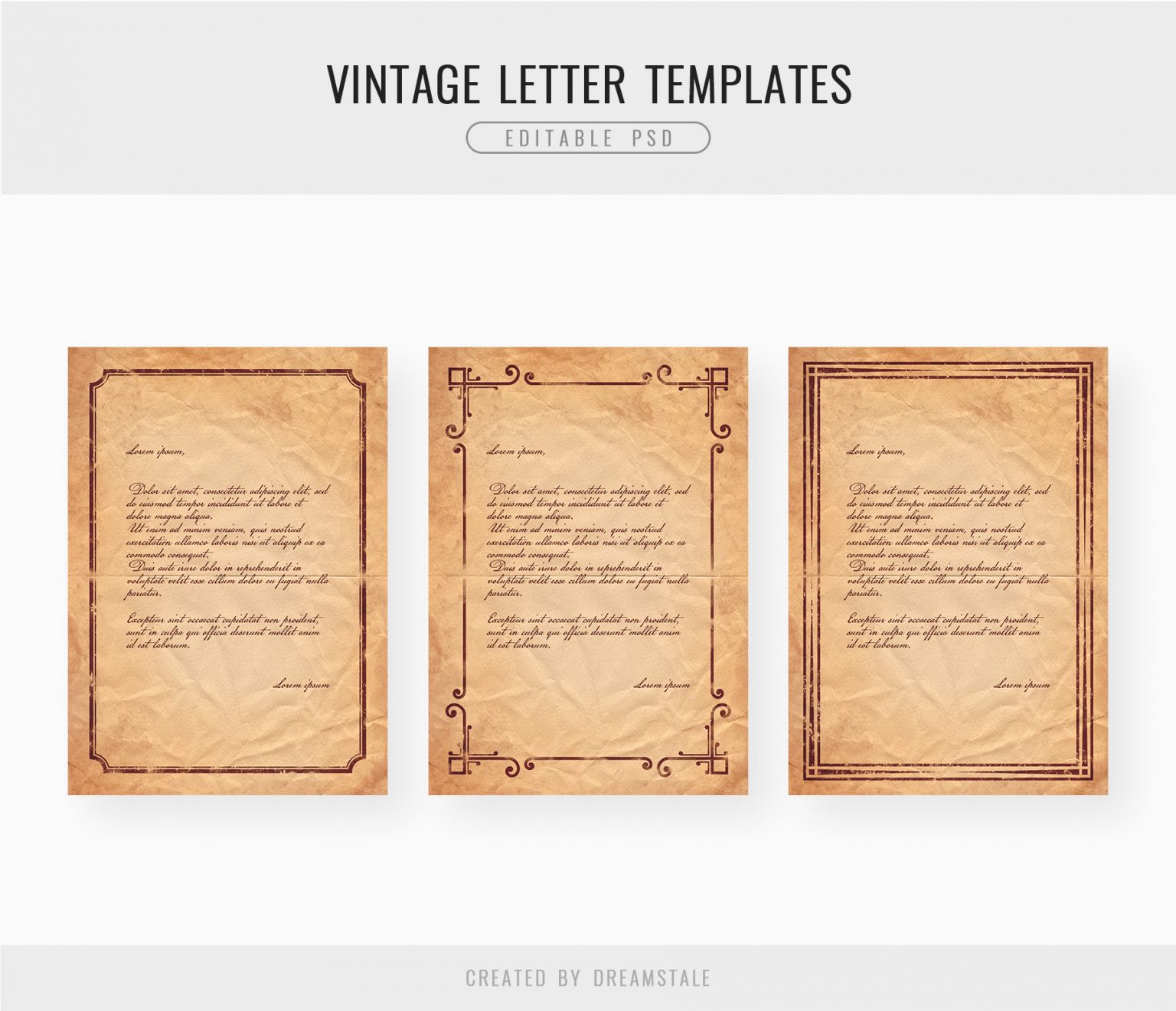 Aged Vintage Old Letter PSD Templates - Dreamstale