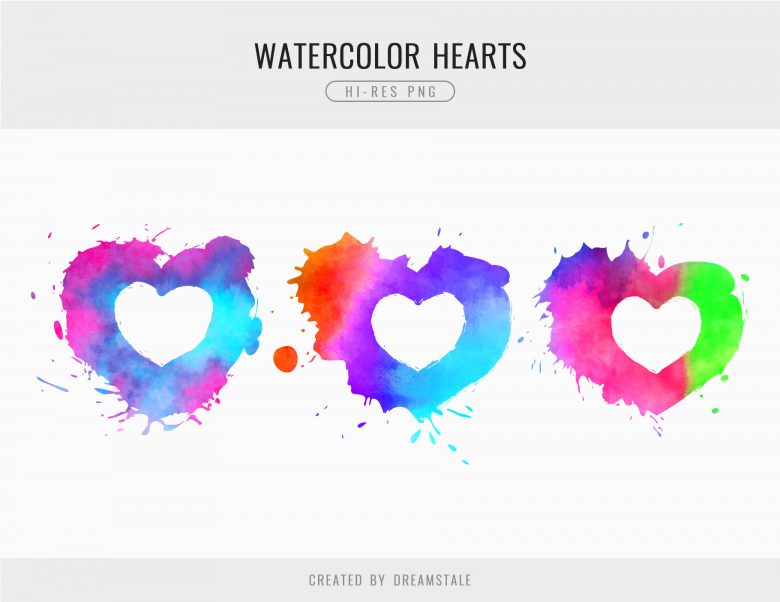 Watercolor Heart Splashes PNG Designs - Dreamstale