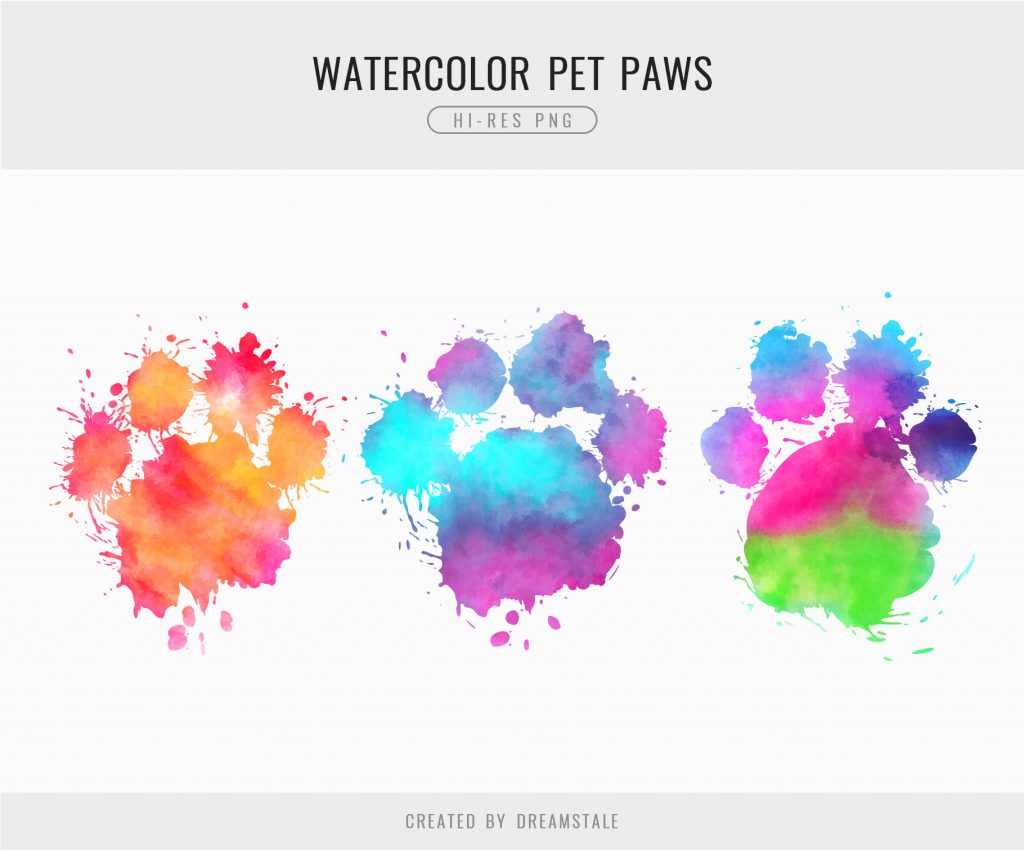 Watercolor Paw Print Splashes PNG Designs - Dreamstale